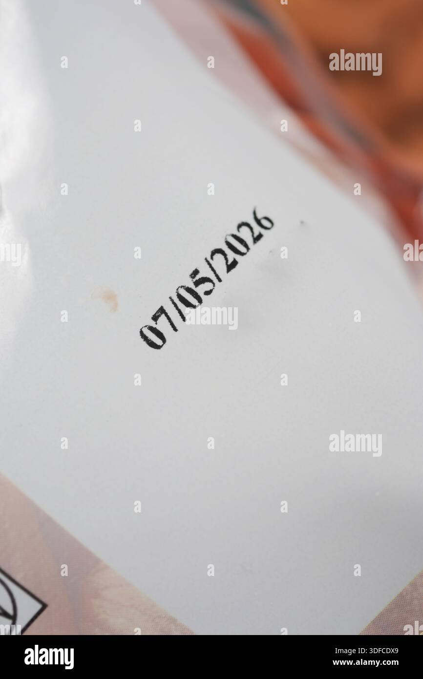 Date written on packaging for future reference Stock Photo - Alamy
