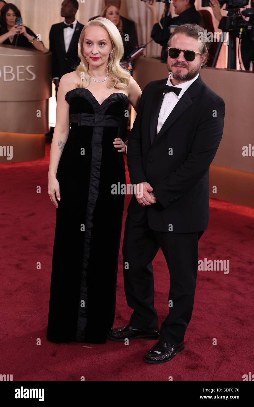 BEVERLY HILLS, CALIFORNIA - JANUARY 1: Brady Corbet and Mona Fastvold ...