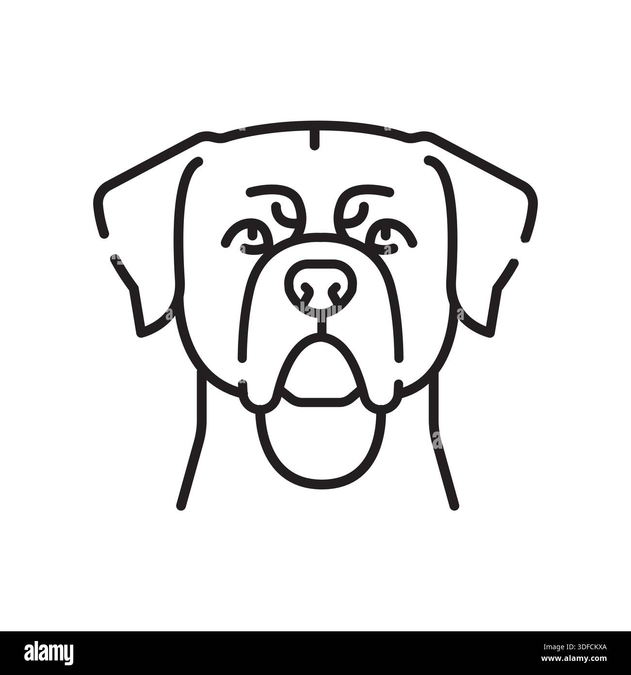 rottweiler black line icon for digital and print projects. Dog breed ...