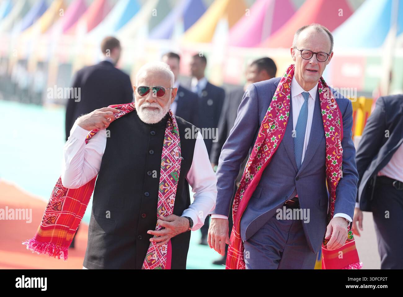 12 January 2026, India, Ahmedabad: Narendra Modi (l), Prime Minister of ...
