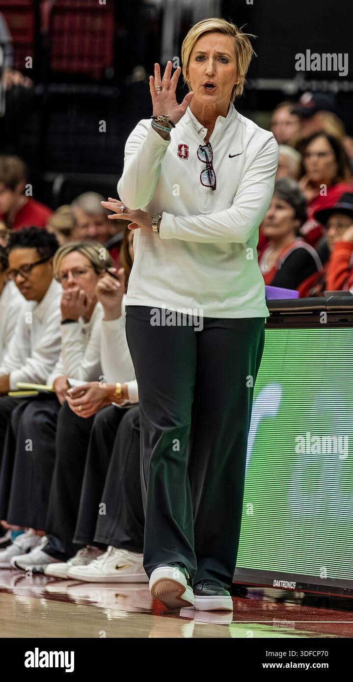 January 11 2026 Stanford head coach Kate Paye on the court during the ...