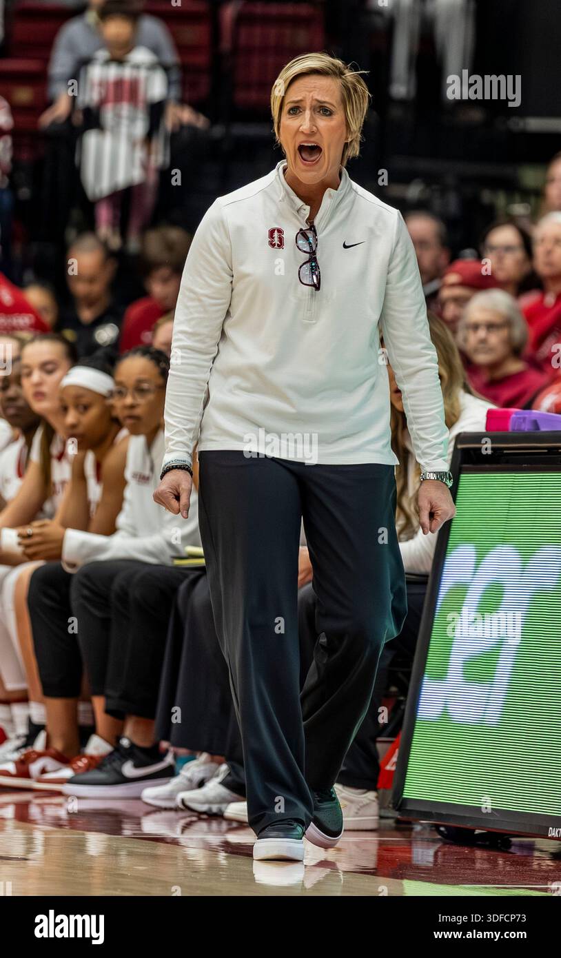 January 11 2026 Stanford head coach Kate Paye on the court during the ...