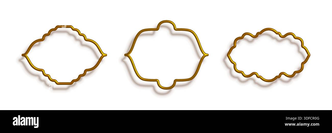 Realistic arabic golden arch set. 3D islam architecture shape Stock ...