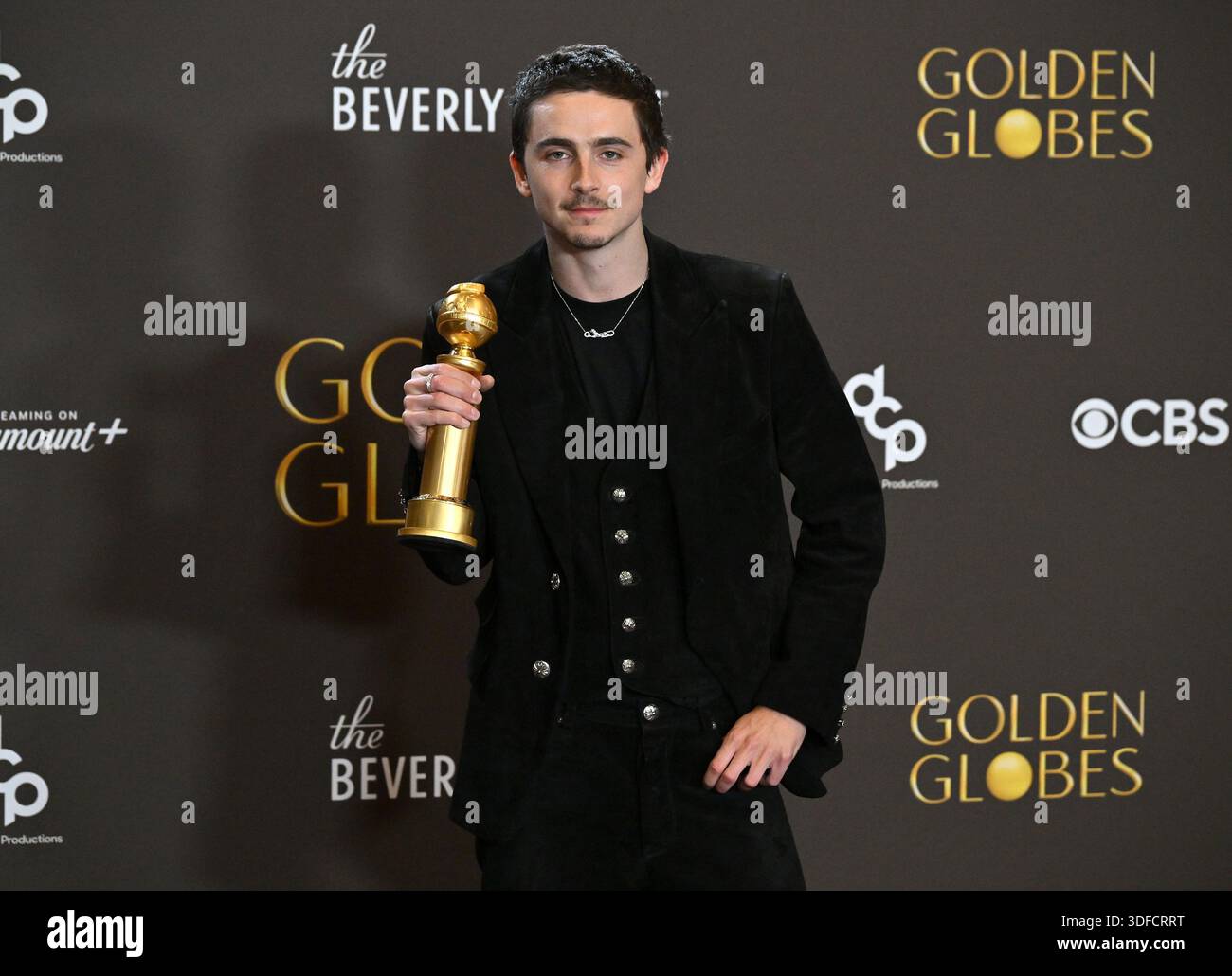 Timothee Chalamet in the press room at the 83rd Golden Globe Awards at ...
