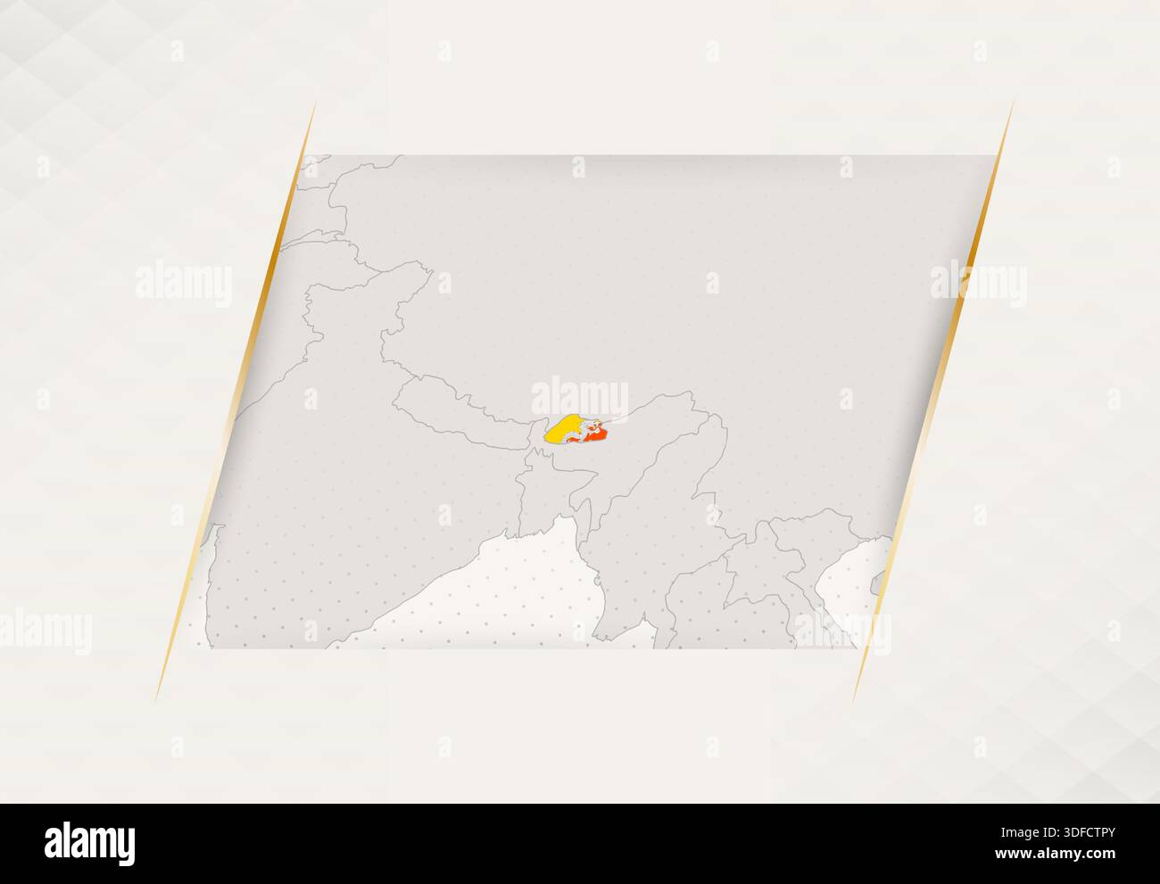 Bhutan Country Map Featuring National Flag Colors. Vector illustration ...