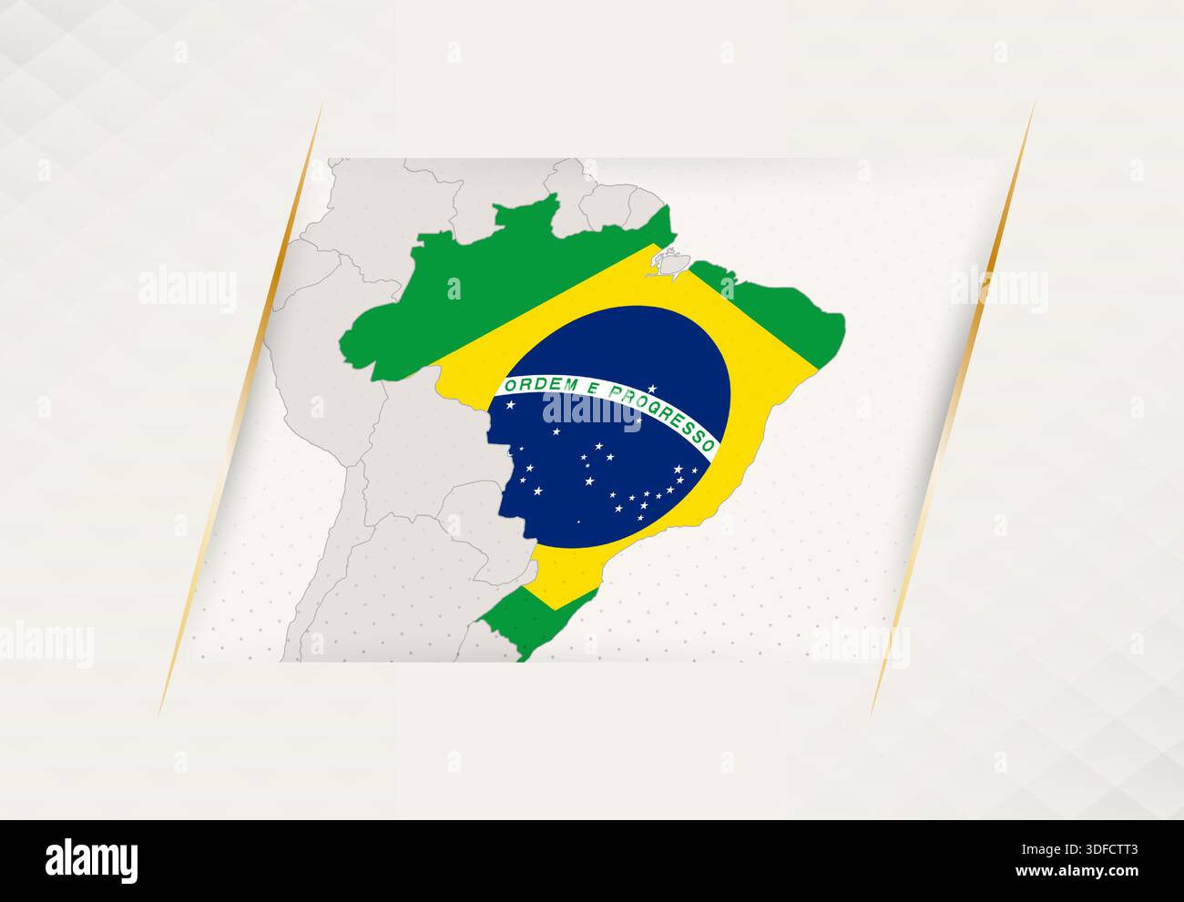 Brazil Country Map Featuring National Flag Colors. Vector illustration ...