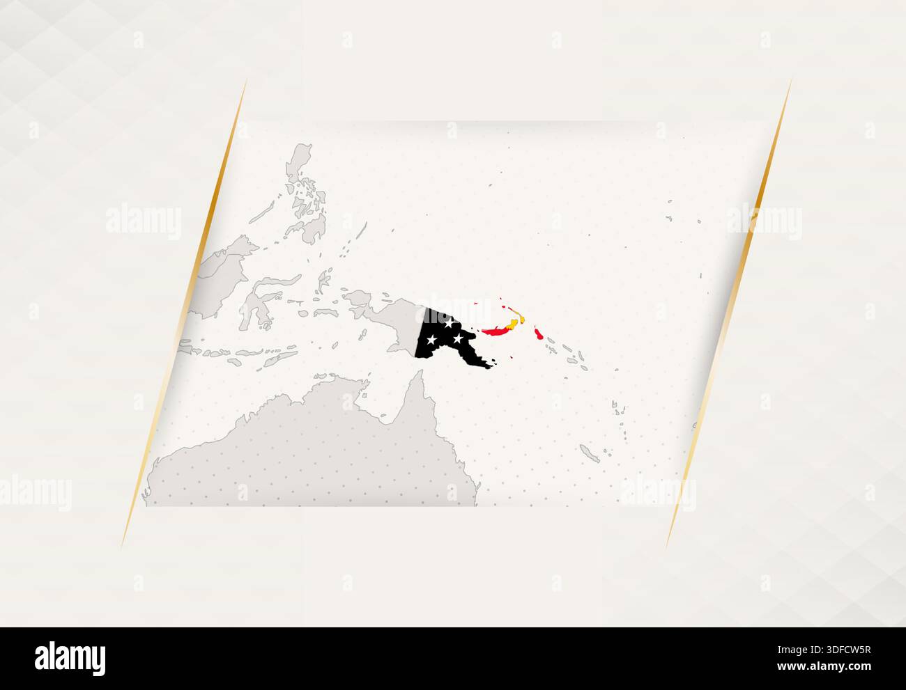 Papua New Guinea Country Map Featuring National Flag Colors. Vector ...