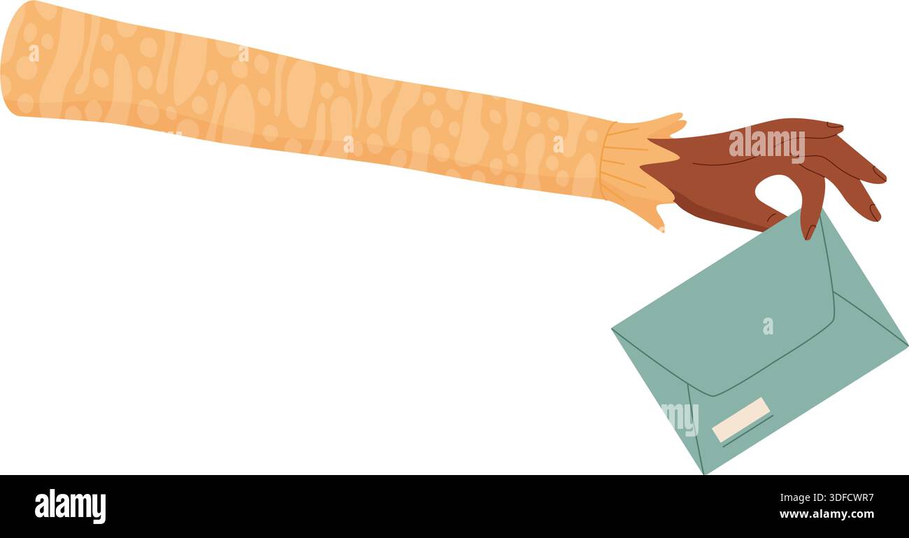 Hand holding envelope cartoon Cut Out Stock Images & Pictures - Alamy