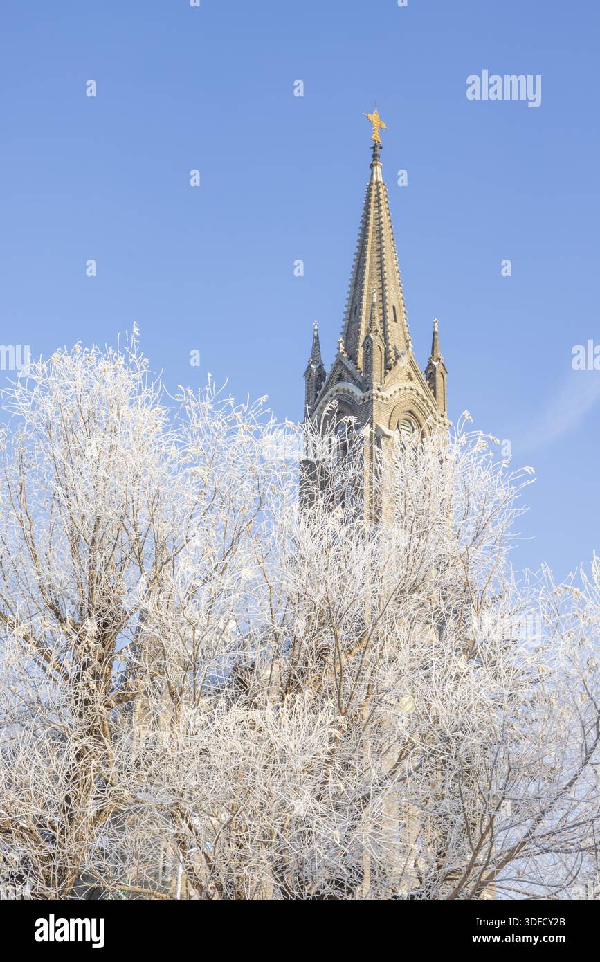 Rime scenery along Songjiang Middle Road in Jilin City, northeast China ...