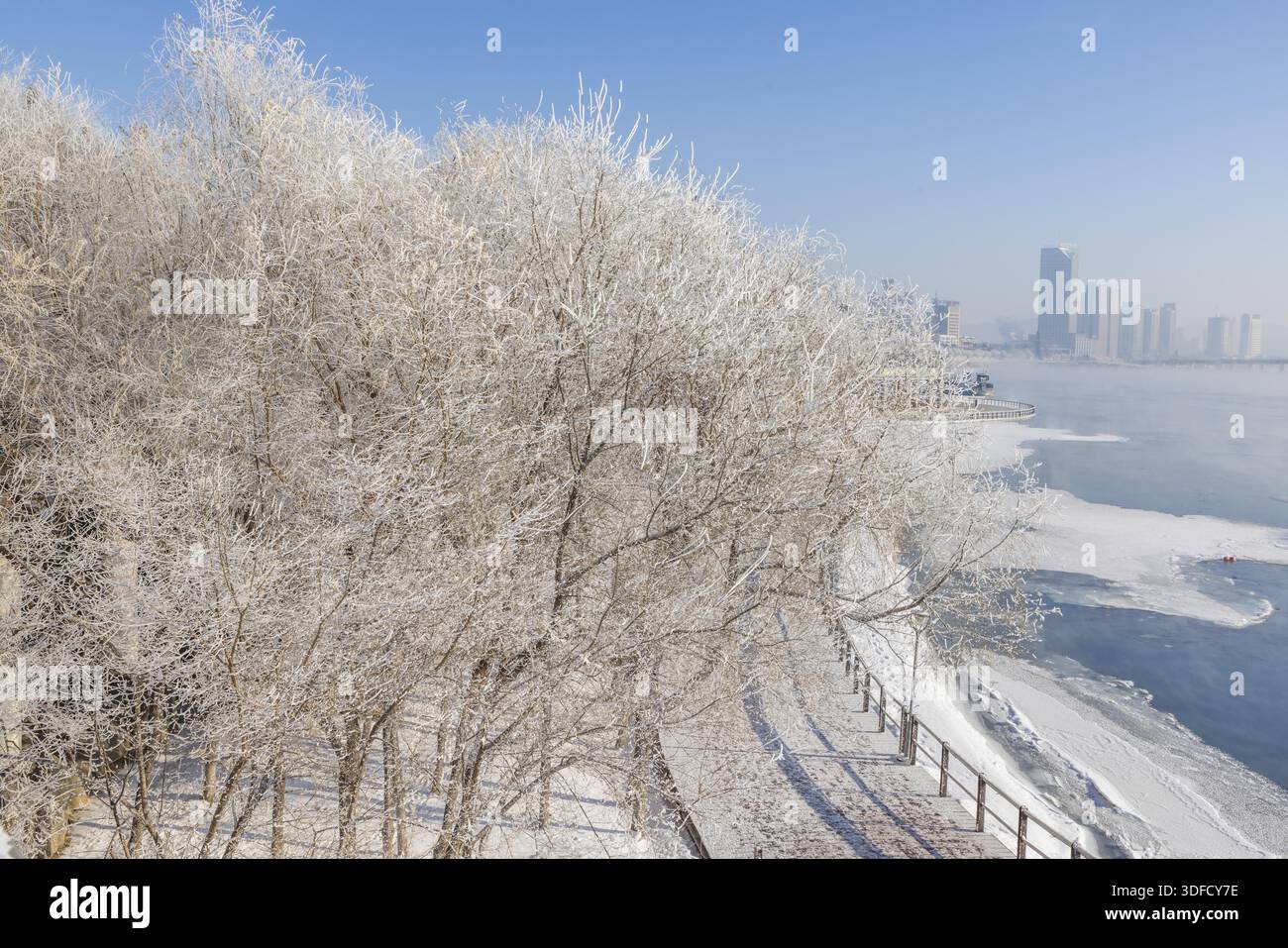 Rime scenery along Songjiang Middle Road in Jilin City, northeast China ...