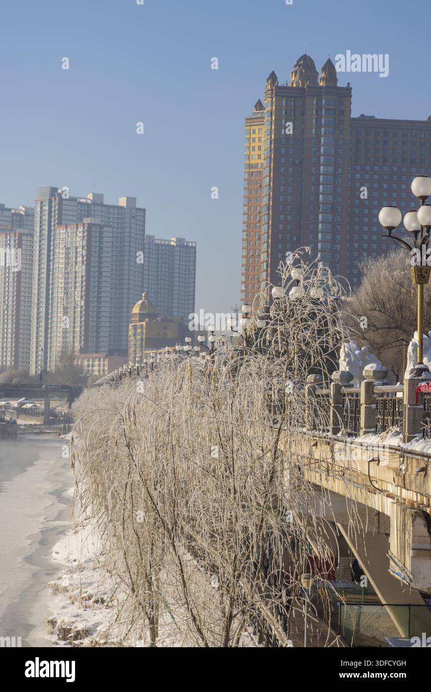 Rime scenery along Songjiang Middle Road in Jilin City, northeast China ...