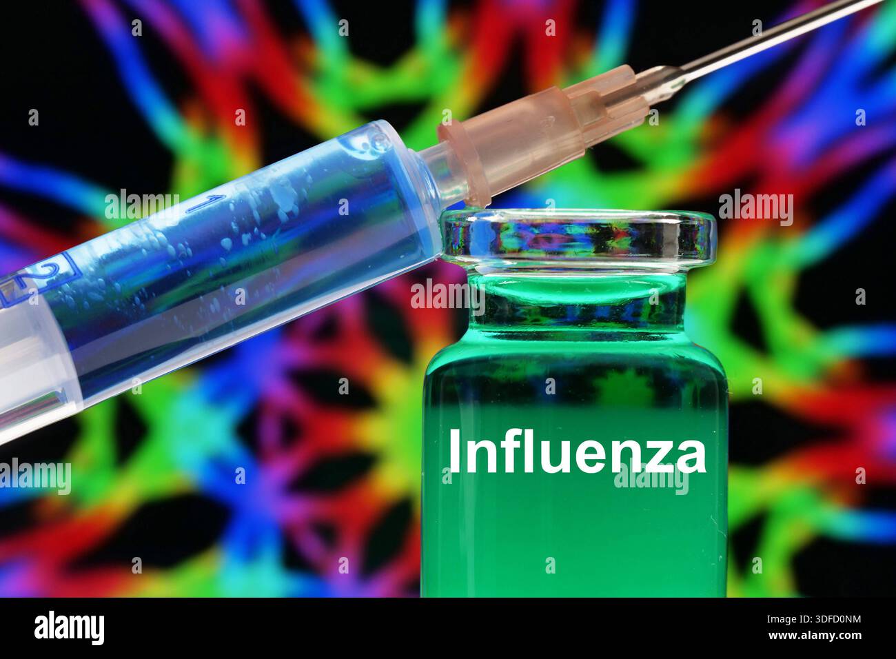 Symbolbild Influenza -Virus als Schrift auf Serumflaschen Influenza ...