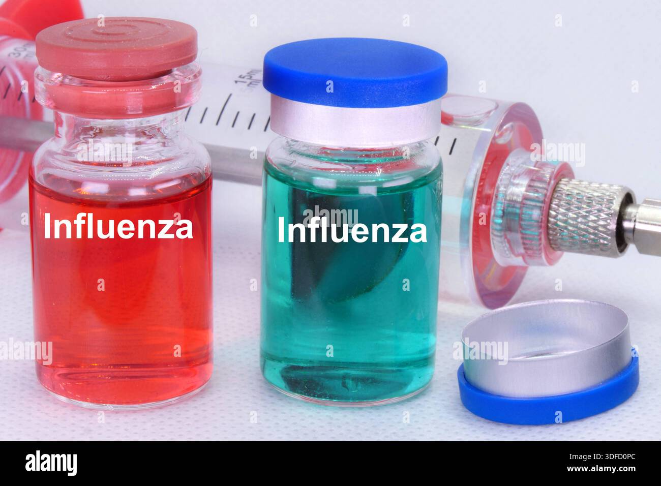 Symbolbild Influenza -Virus als Schrift auf Serumflaschen Influenza ...