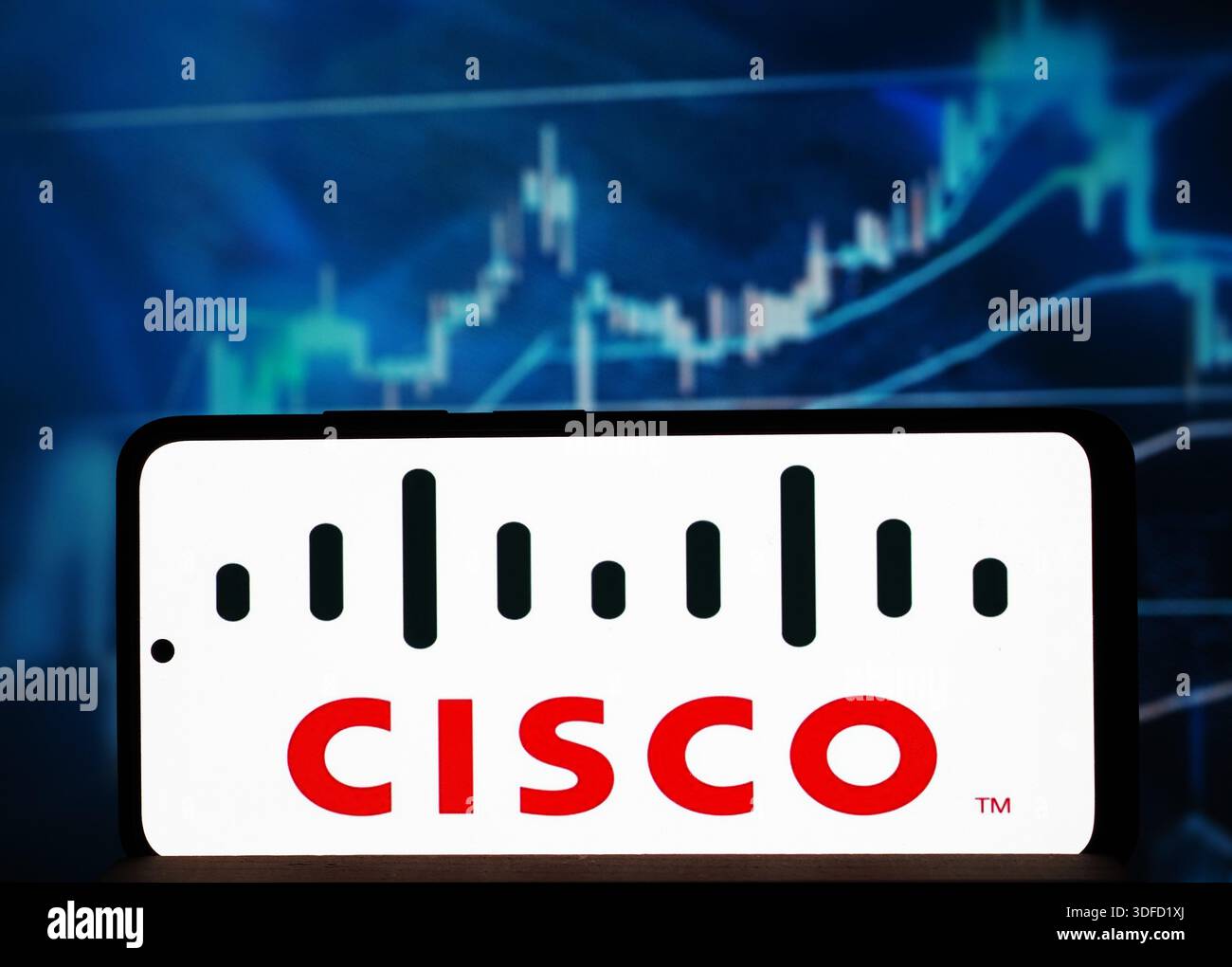 In this photo illustration, the Cisco Systems, Inc. logo seen displayed ...