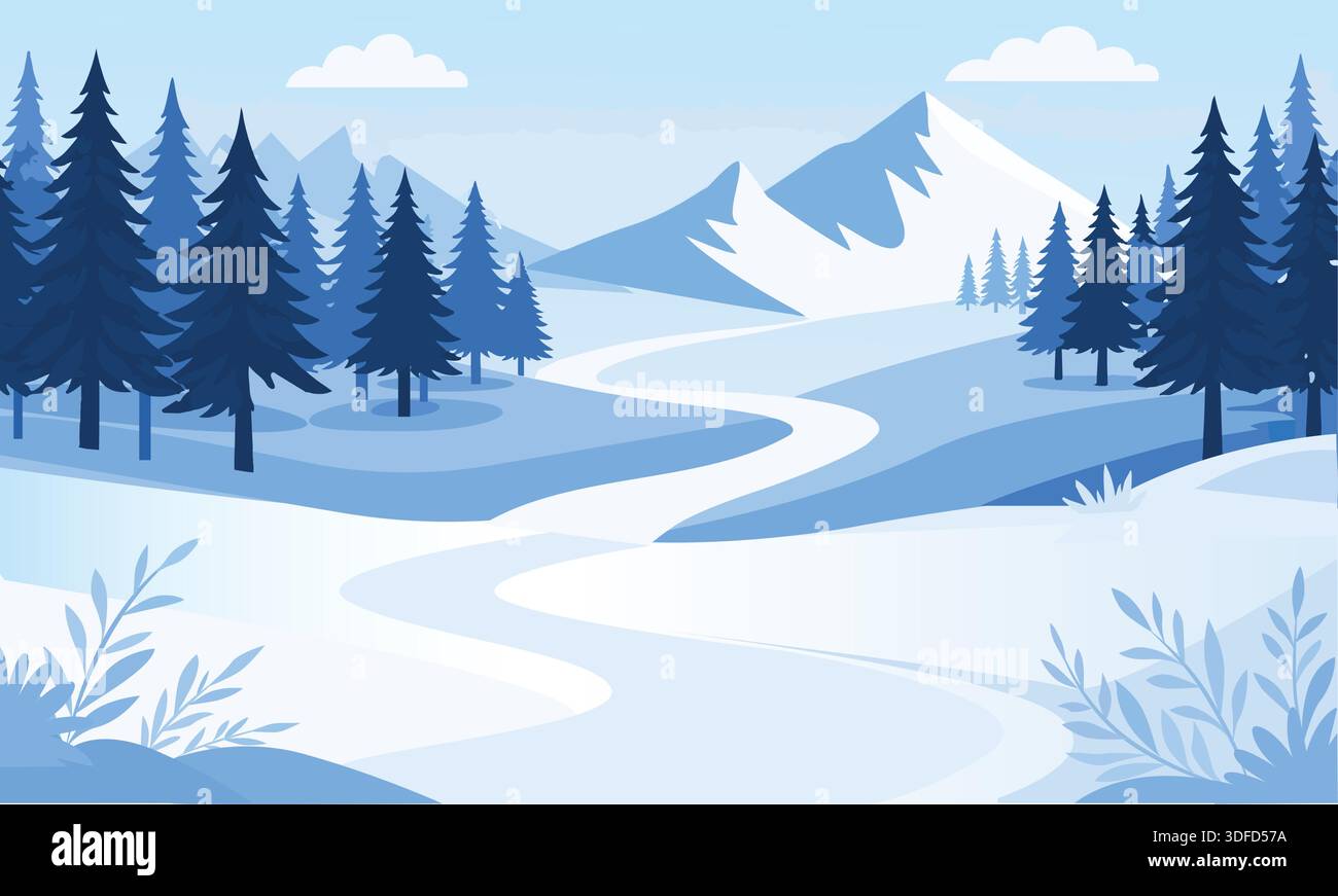 Winter banner snowy mountain Stock Vector Images - Alamy