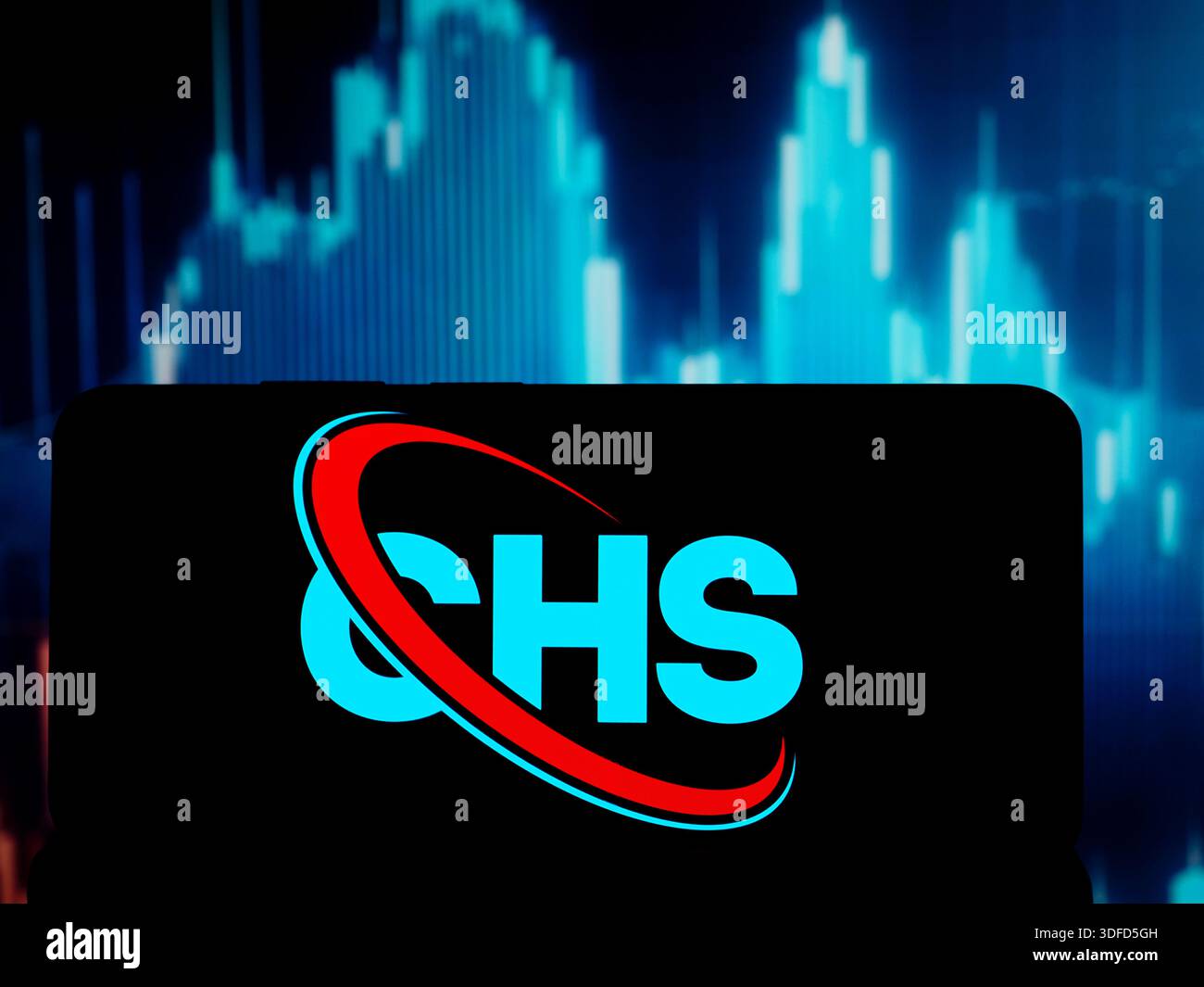 In this photo illustration, the CHS Inc. logo seen displayed on a ...