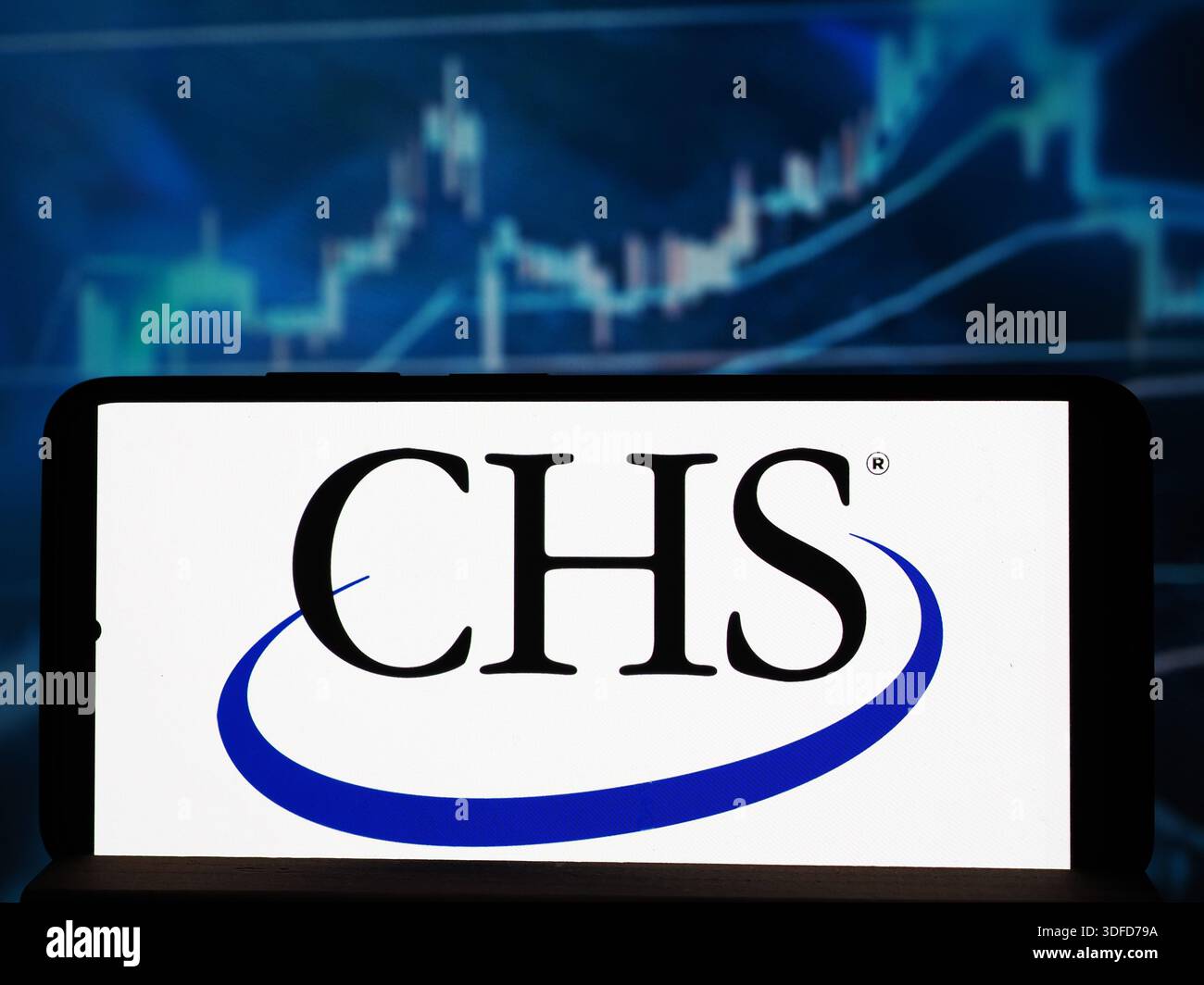 In this photo illustration, the CHS Inc. logo seen displayed on a ...