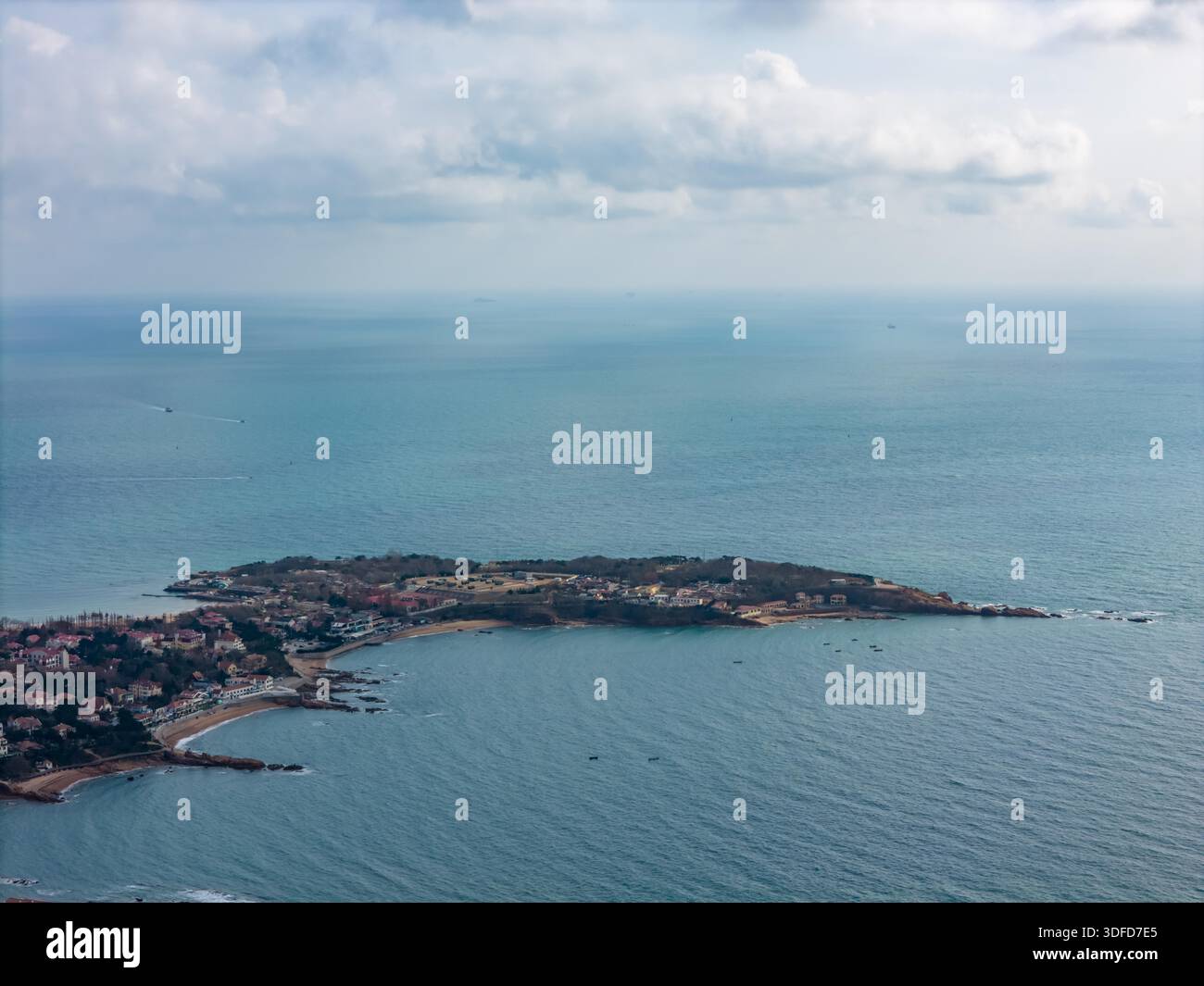 Aerial photo shows the coastal landscape of Shinan District in Qingdao ...