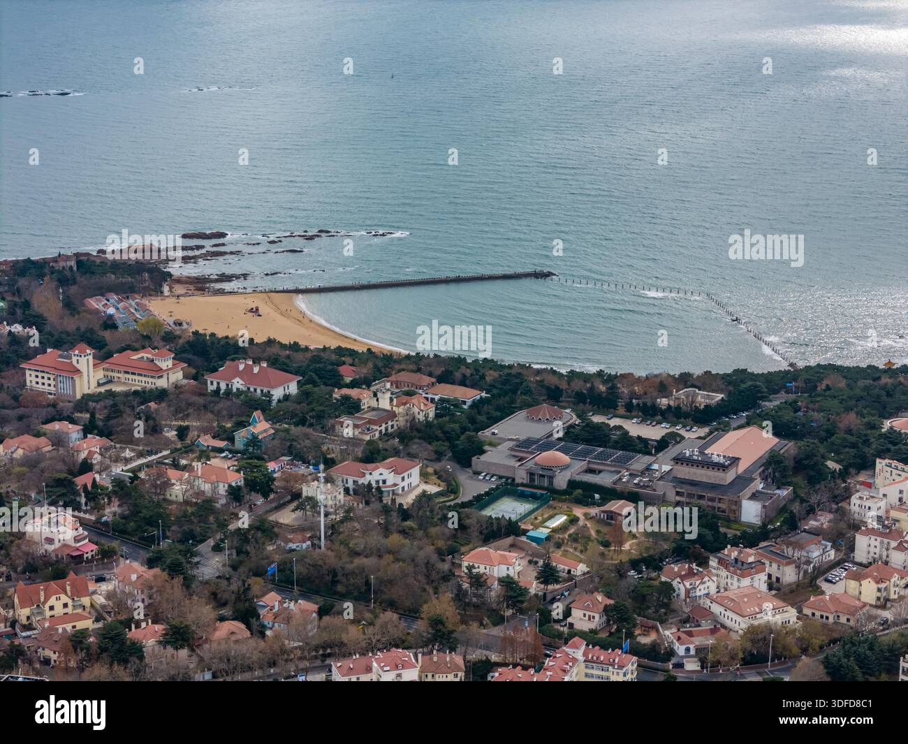 Aerial photo shows the coastal landscape of Shinan District in Qingdao ...