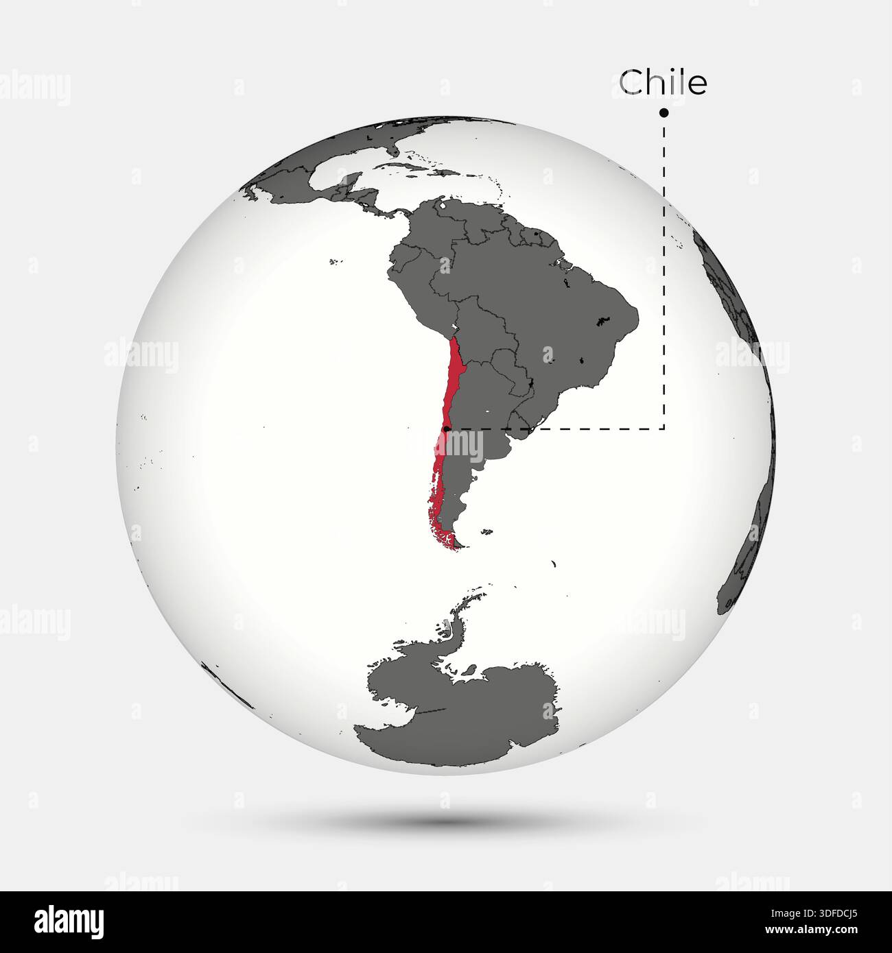Chile on world globe Stock Vector Images - Alamy