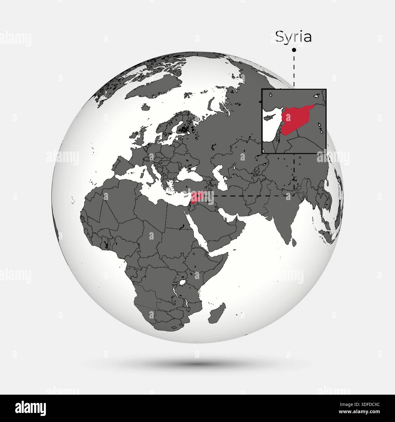 Map of Syria with Position on the Globe Stock Vector Image & Art - Alamy