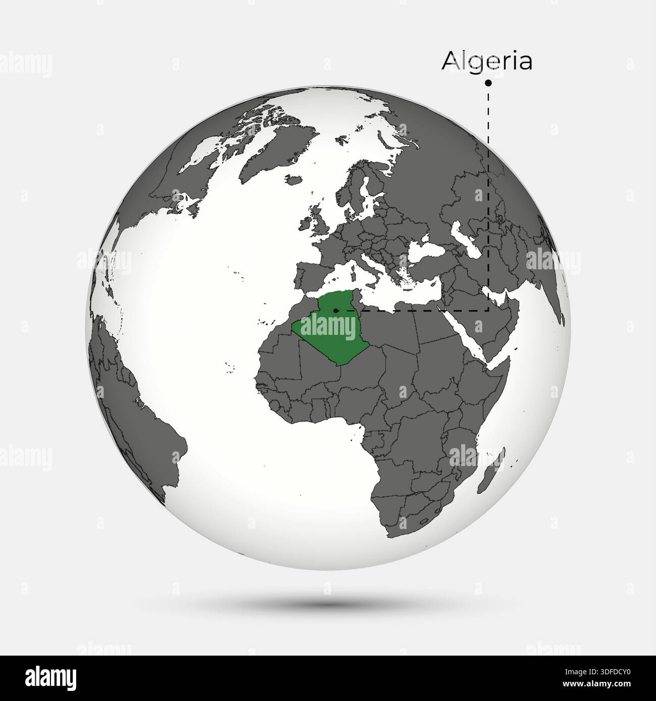 Map of Algeria with Position on the Globe Stock Vector Image & Art - Alamy