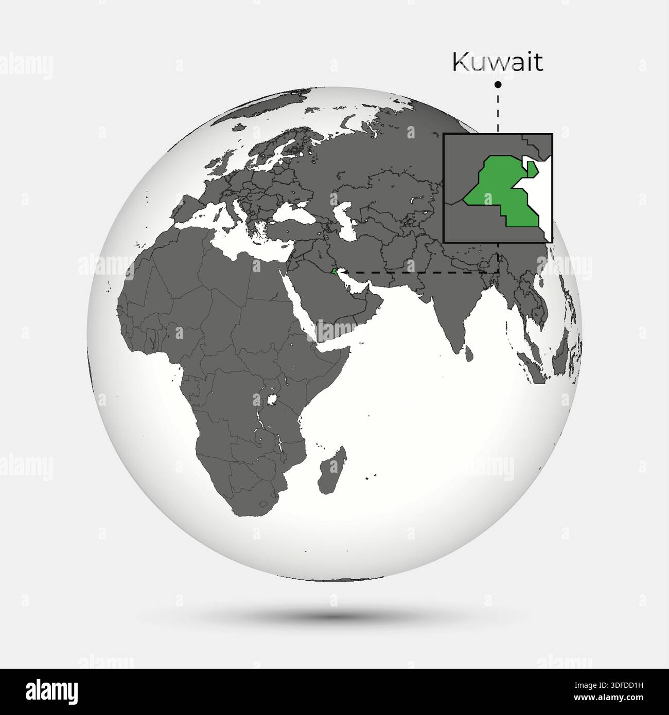 Map of Kuwait with Position on the Globe Stock Vector Image & Art - Alamy