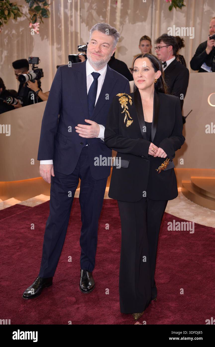 LOS ANGELES, USA. January 11, 2026: Charlie Brooker & Jessica Rhoades ...