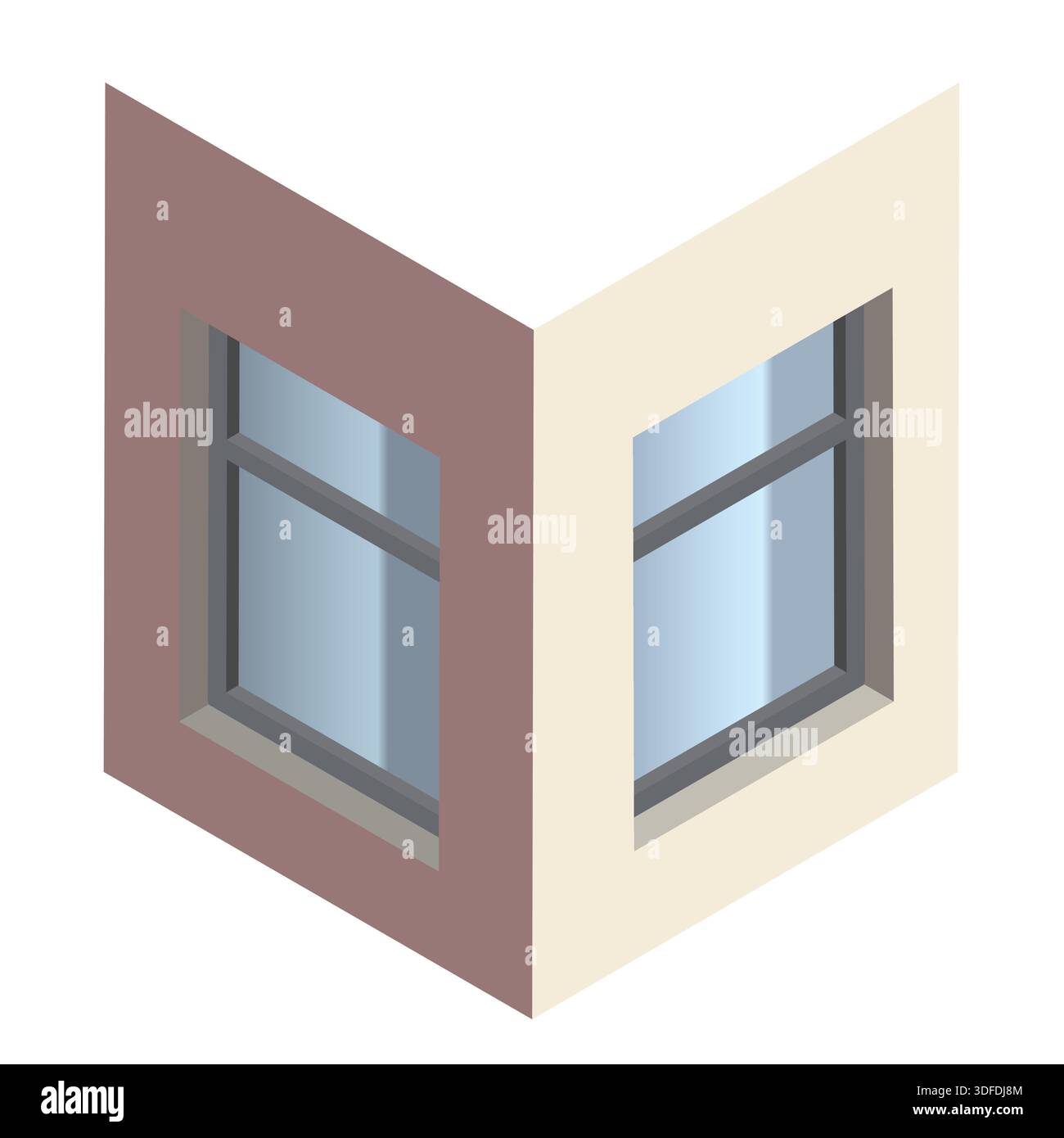 Isometric Window with Both Left and Right Sides Stock Vector Image ...