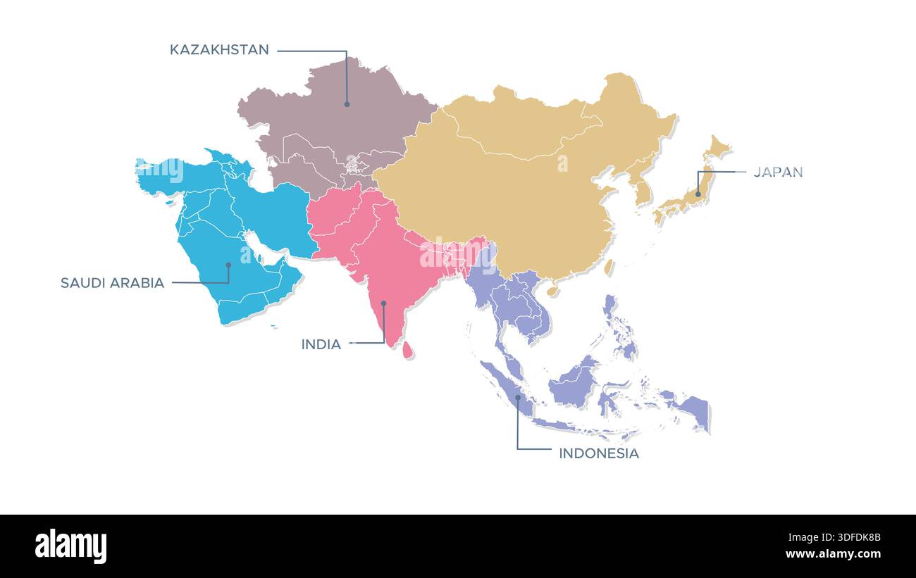 Asian all countries map hi-res stock photography and images - Alamy