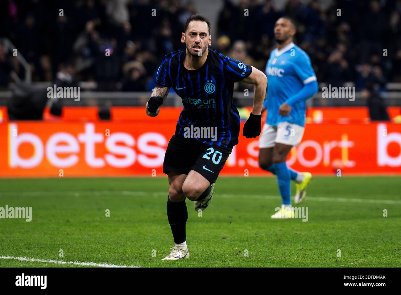 Hakan Calhanoglu of FC Internazionale celebrates after scoring a goal ...