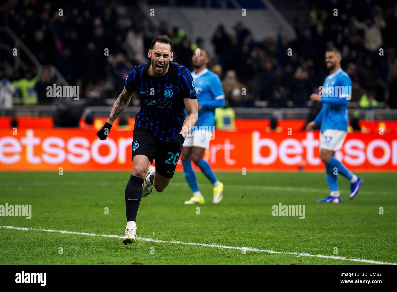 Hakan Calhanoglu of FC Internazionale celebrates after scoring a goal ...