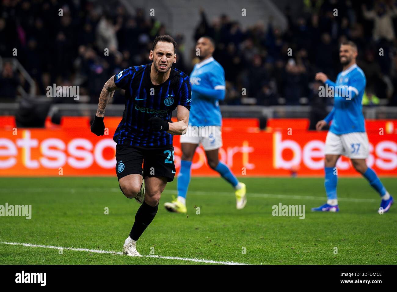 Hakan Calhanoglu of FC Internazionale celebrates after scoring a goal ...