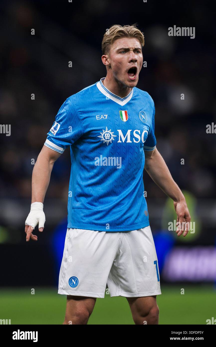 Rasmus Hojlund of SSC Napoli looks on during the Serie A football match ...