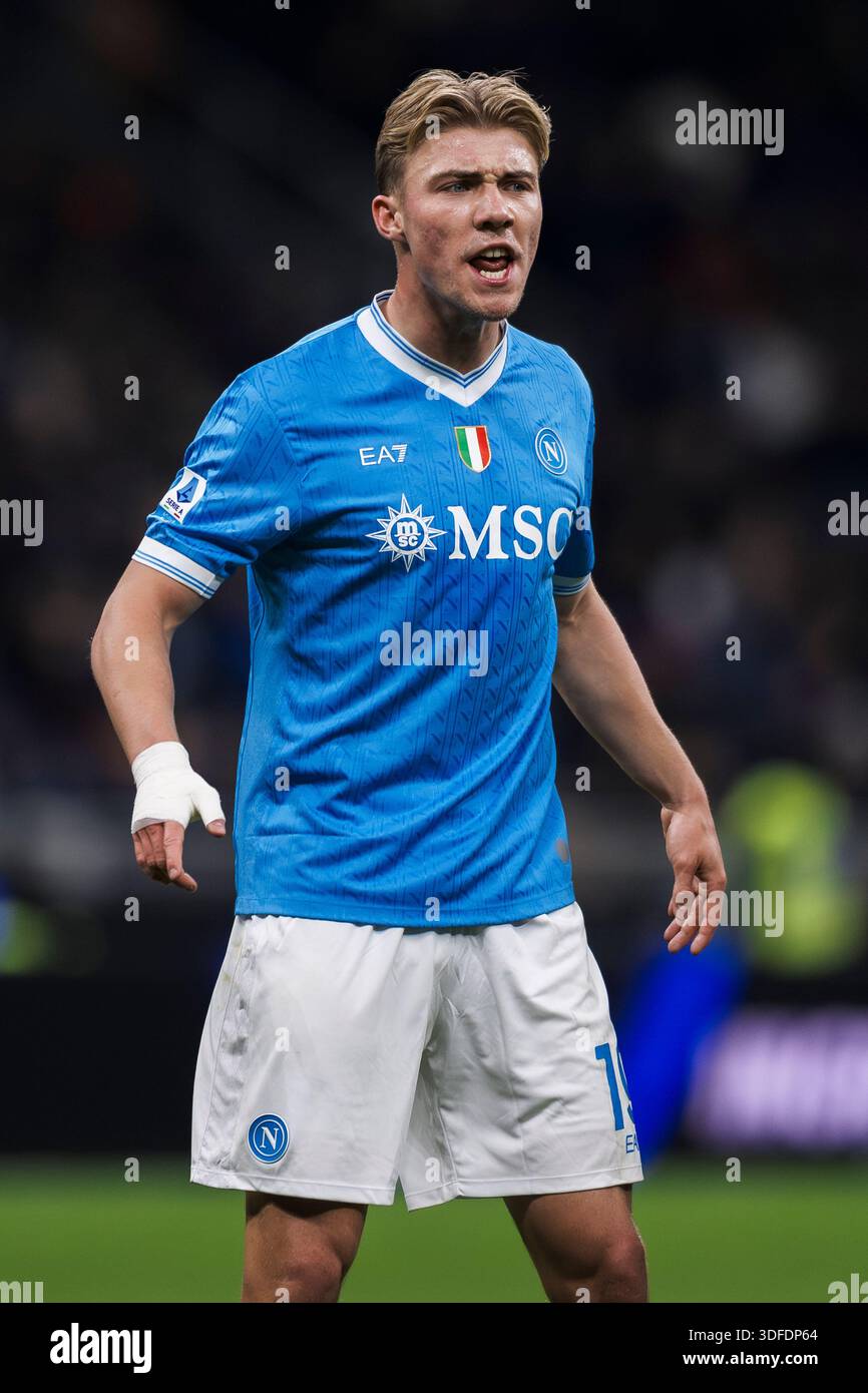 Rasmus Hojlund of SSC Napoli looks on during the Serie A football match ...