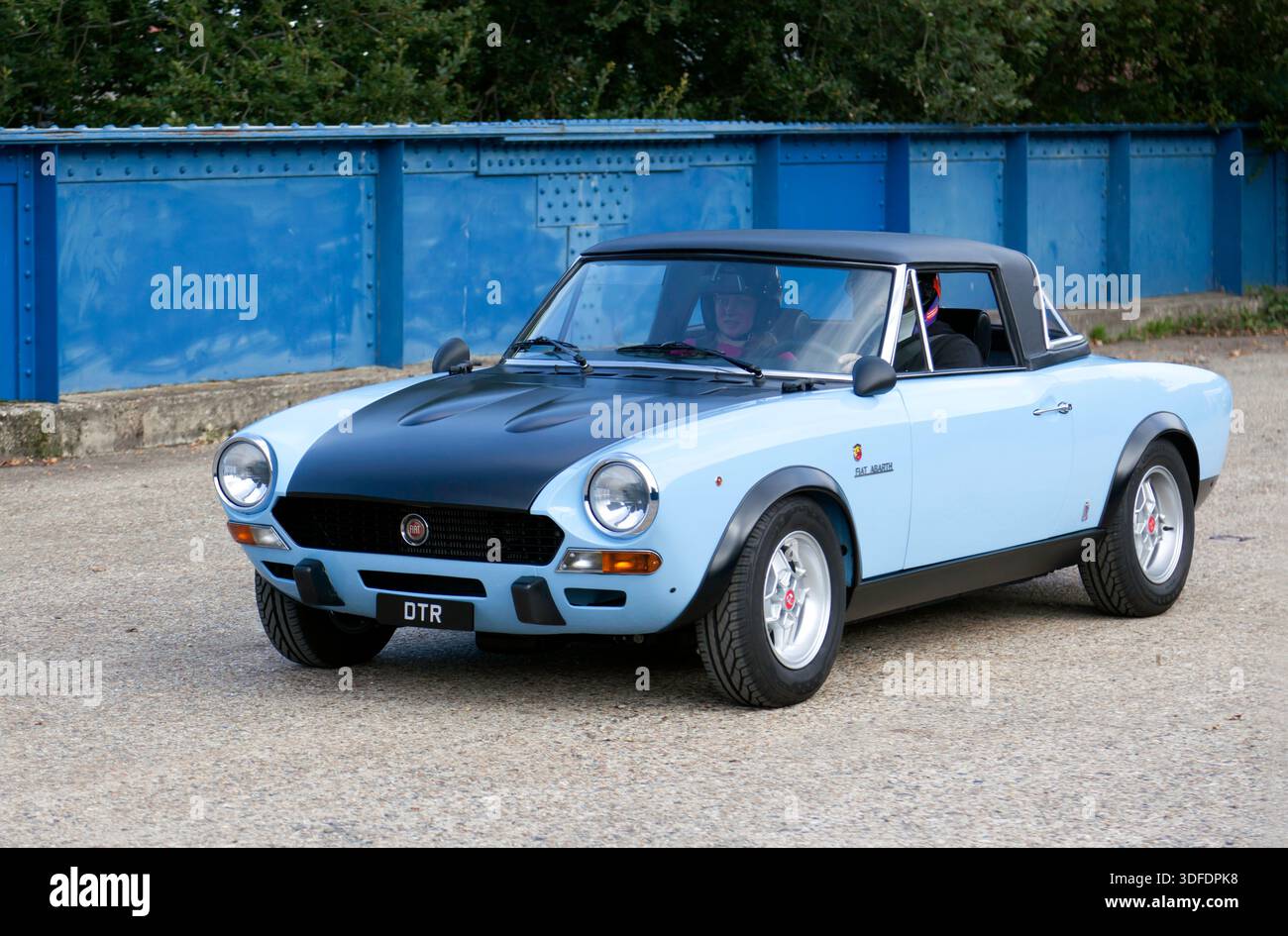 Three-quarter Front View of a Blue, 1973, Fiat 124 Abarth Stradale, on ...