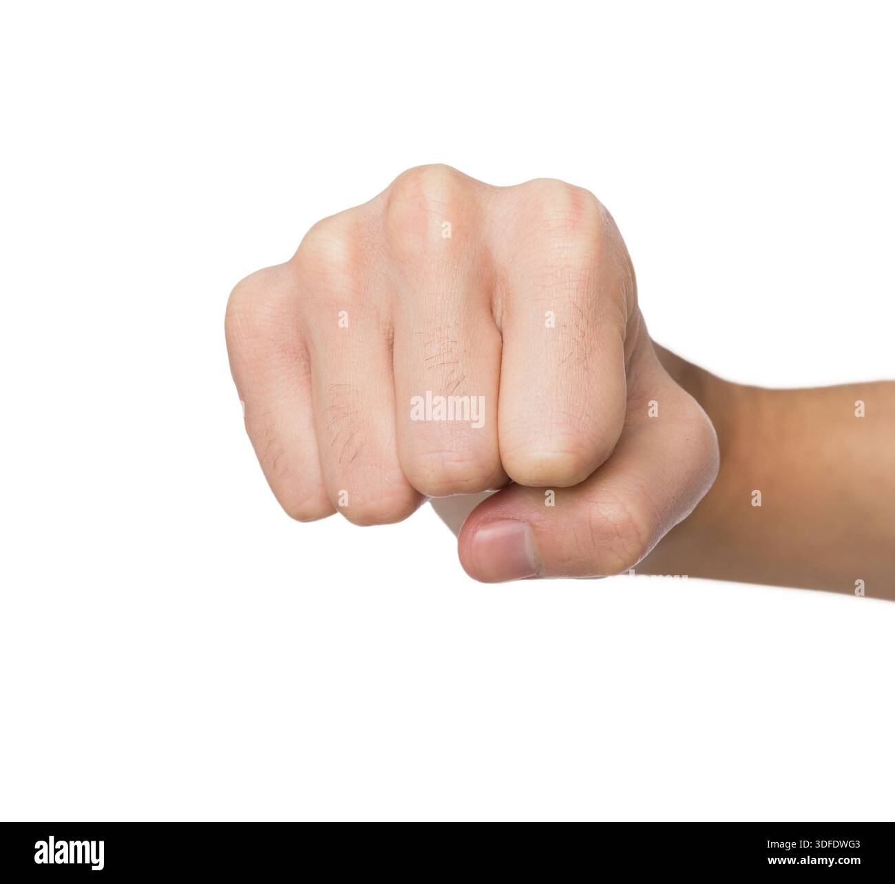 Hand gesture, man clenched fist, ready to punch Stock Photo - Alamy