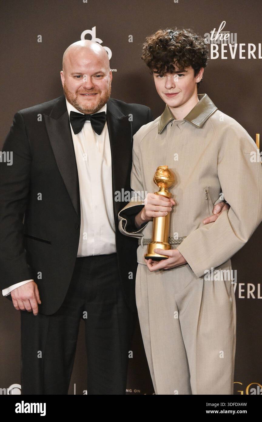 Andy Cooper, Owen Cooper in the press room for 83rd Annual Golden ...