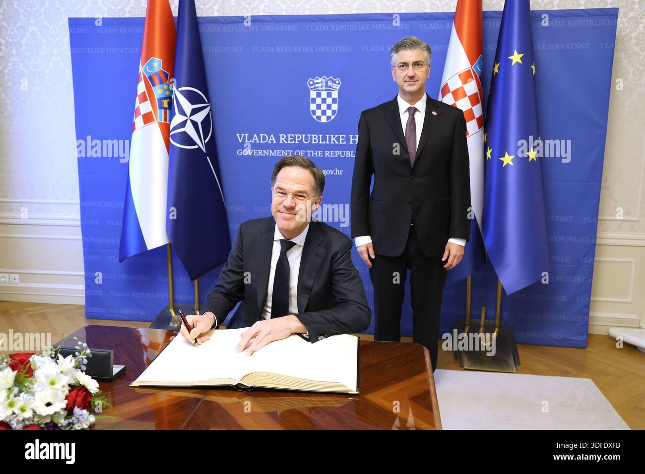 Croatian Prime Minister Andrej Plenkovic met at the Banski Dvori with ...
