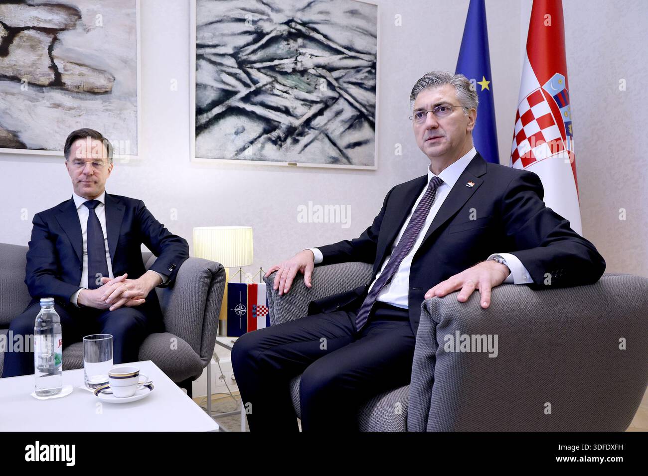 Croatian Prime Minister Andrej Plenkovic met at the Banski Dvori with ...