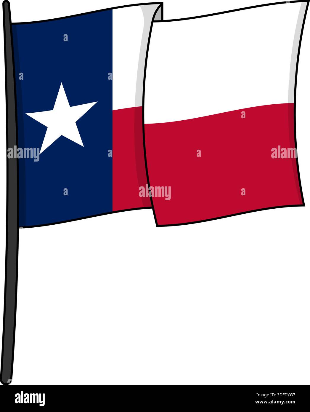 Waving Texas flag with bold outlines vector illustration Stock Vector ...