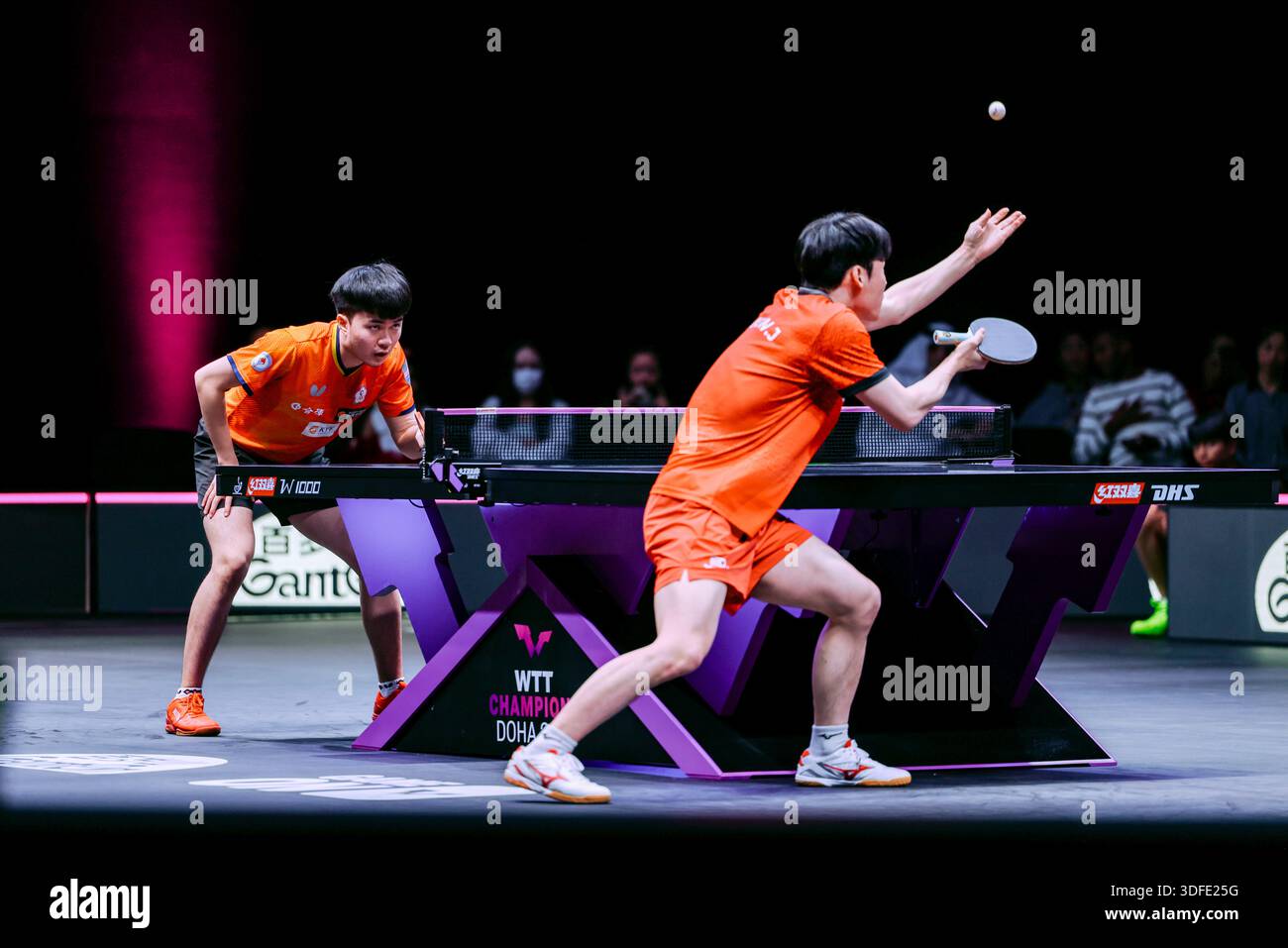 South Korea's Jang Woojin serves against Taiwan's Lin Yun-ju during ...