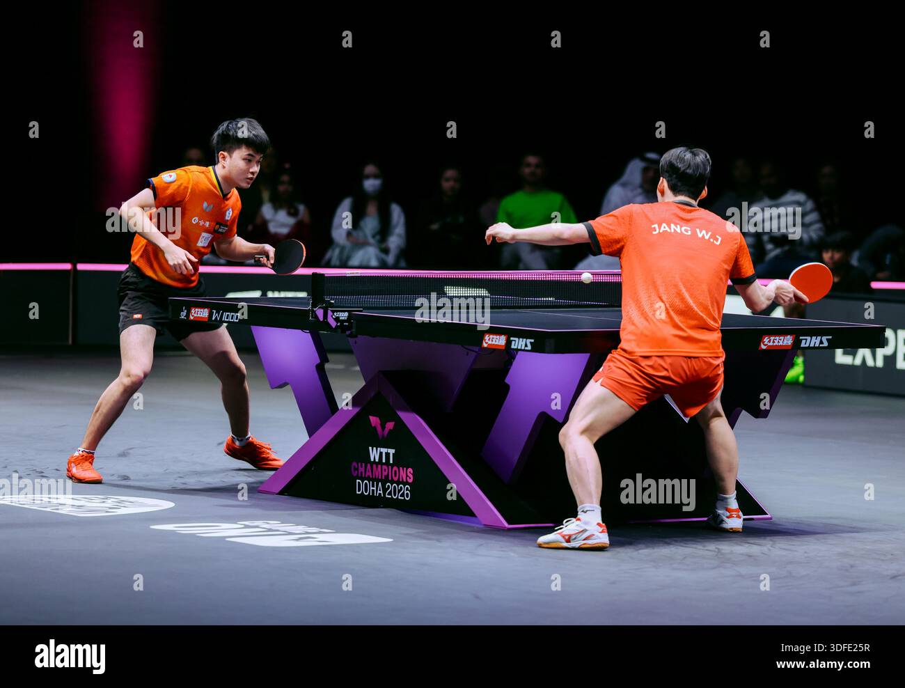 South Korea's Jang Woojin serves against Taiwan's Lin Yun-ju during ...