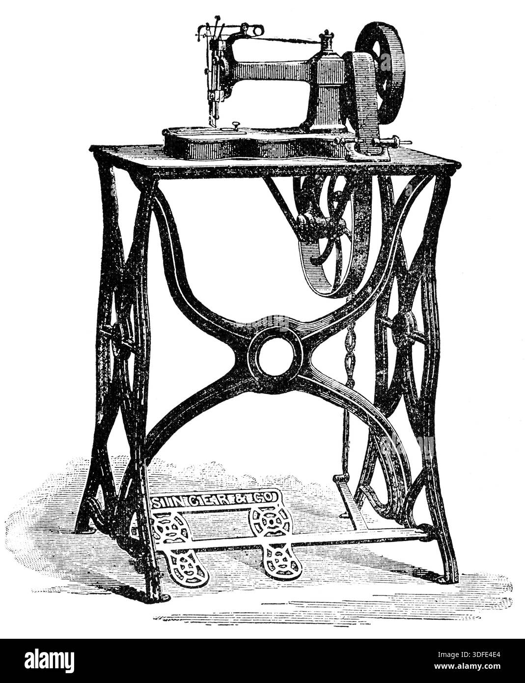 The second model is a Singer sewing machine. Illustration of the 19th ...