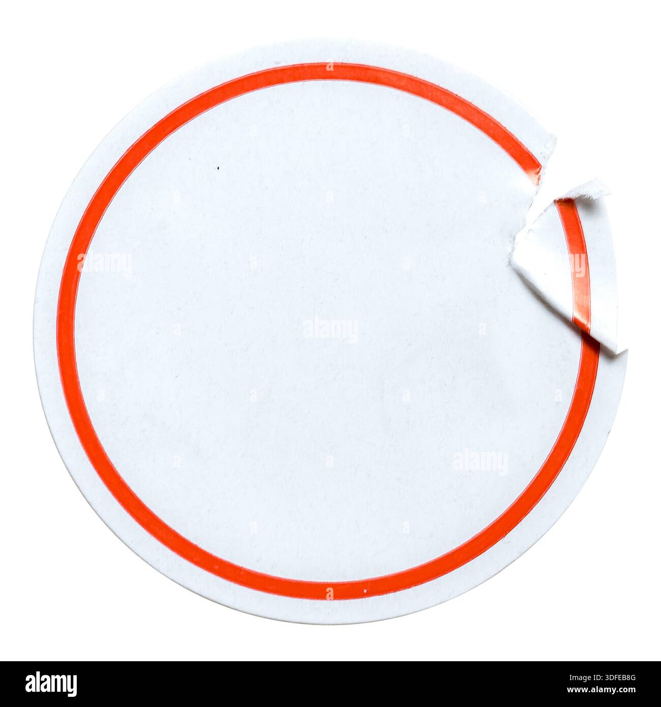 Blank White Circular Price Tag Sticker with Red Border and Peeling ...