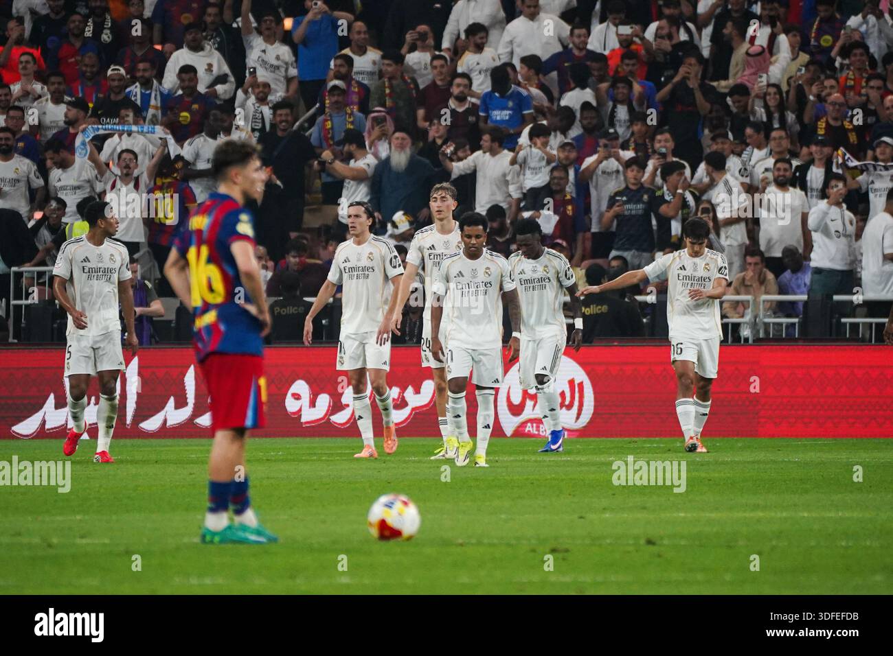 Real Madrid players celebrate during the Spanish Super Cup final match ...