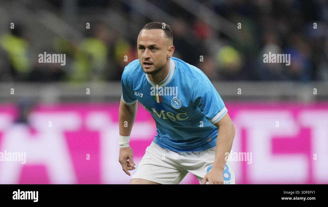 Napoli's Stanislav Lobotka watches the ball during a Serie A soccer ...