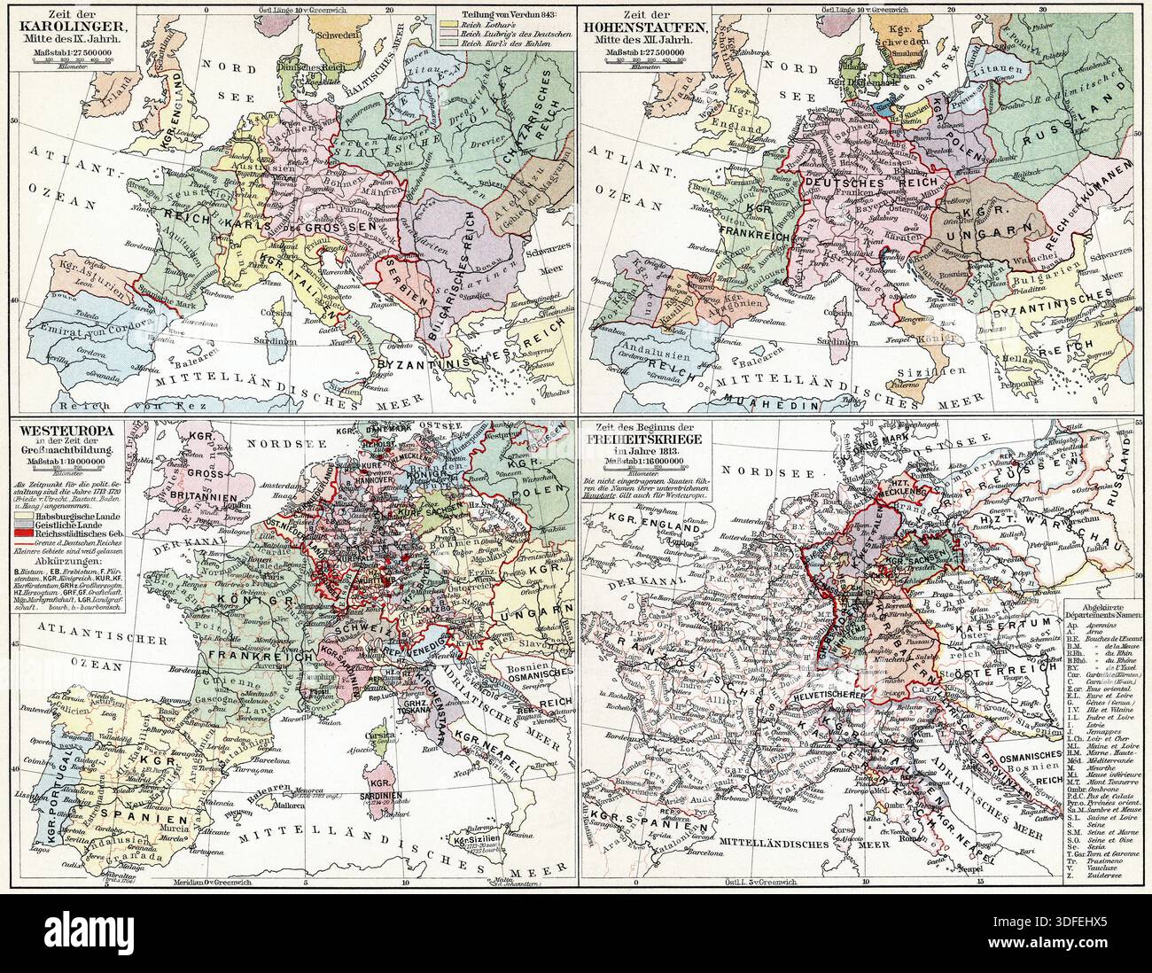 Maps of Europe during the Hohenstaufen dynasty, Carolingian dynasty ...