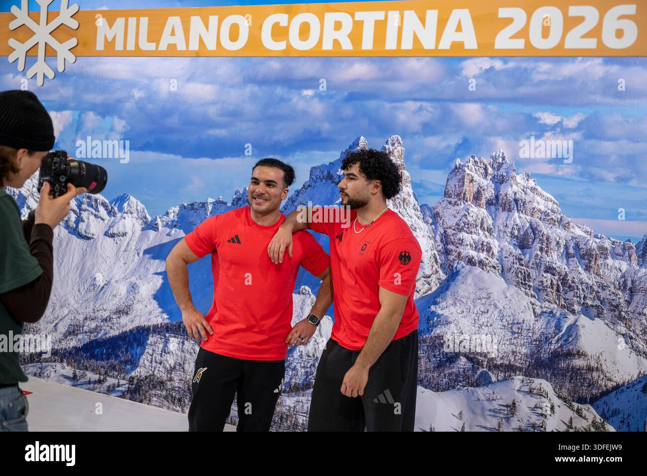 12 January 2026, Bavaria, Munich: The German bobsleigh brothers Issam ...