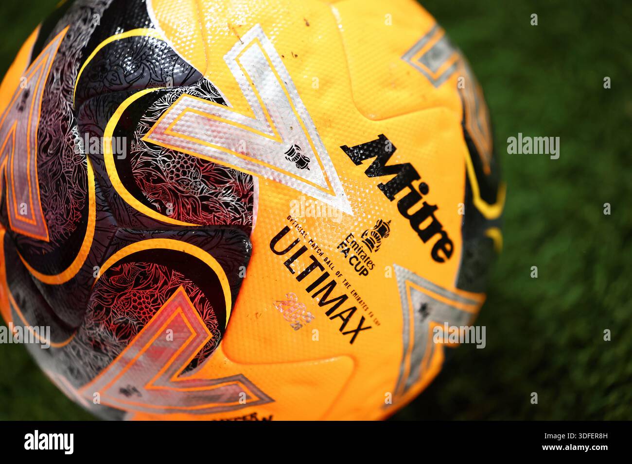 London, UK. 10th Jan, 2026. A view of the official FA Cup match ball ...